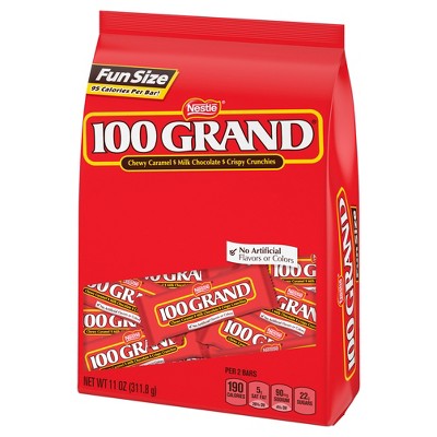 100 Grand Fun Size Chewy Caramel Milk Chocolate Crispy Crunchies Candy ...