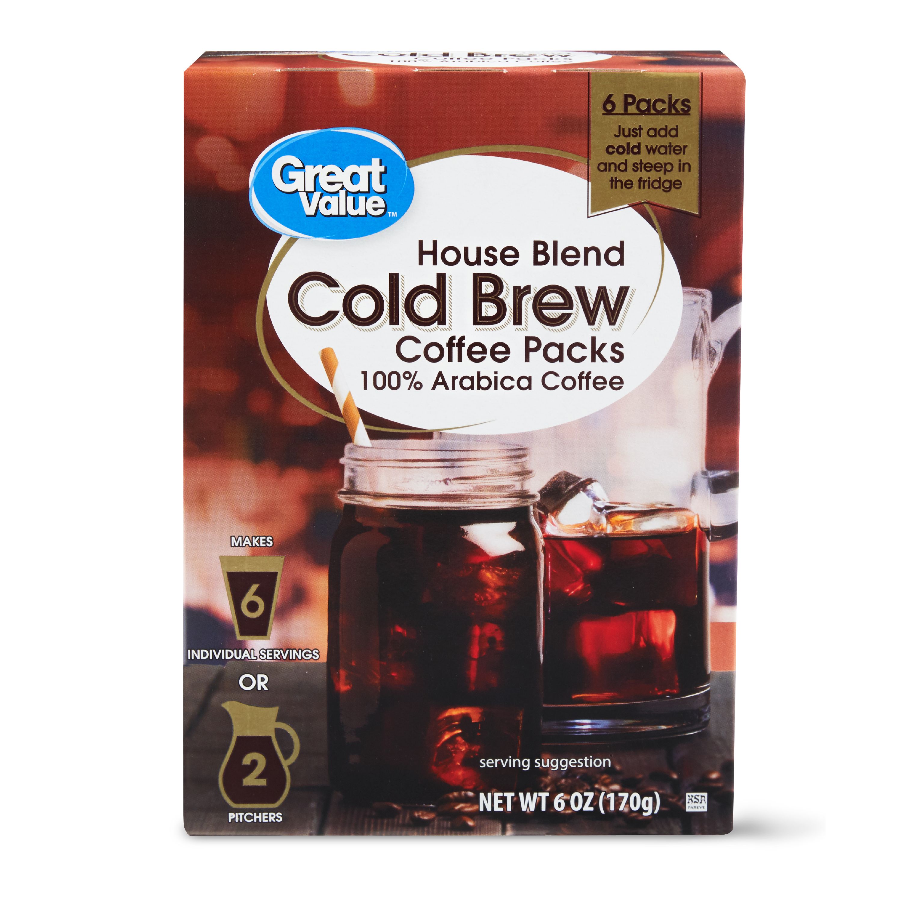 Buy Great Value Cold Brew Coffee Packs House Blend - it's vegetarian ...