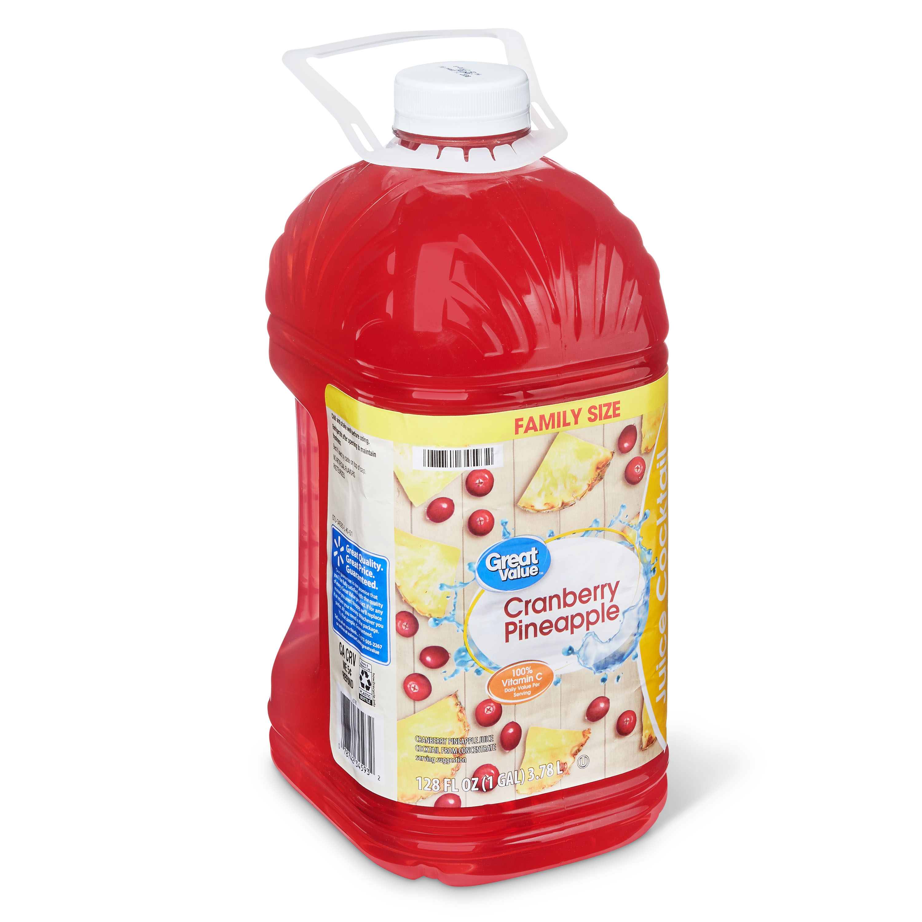 Great Value Cranberry Pineapple Juice Cocktail Family Size: Nutrition ...