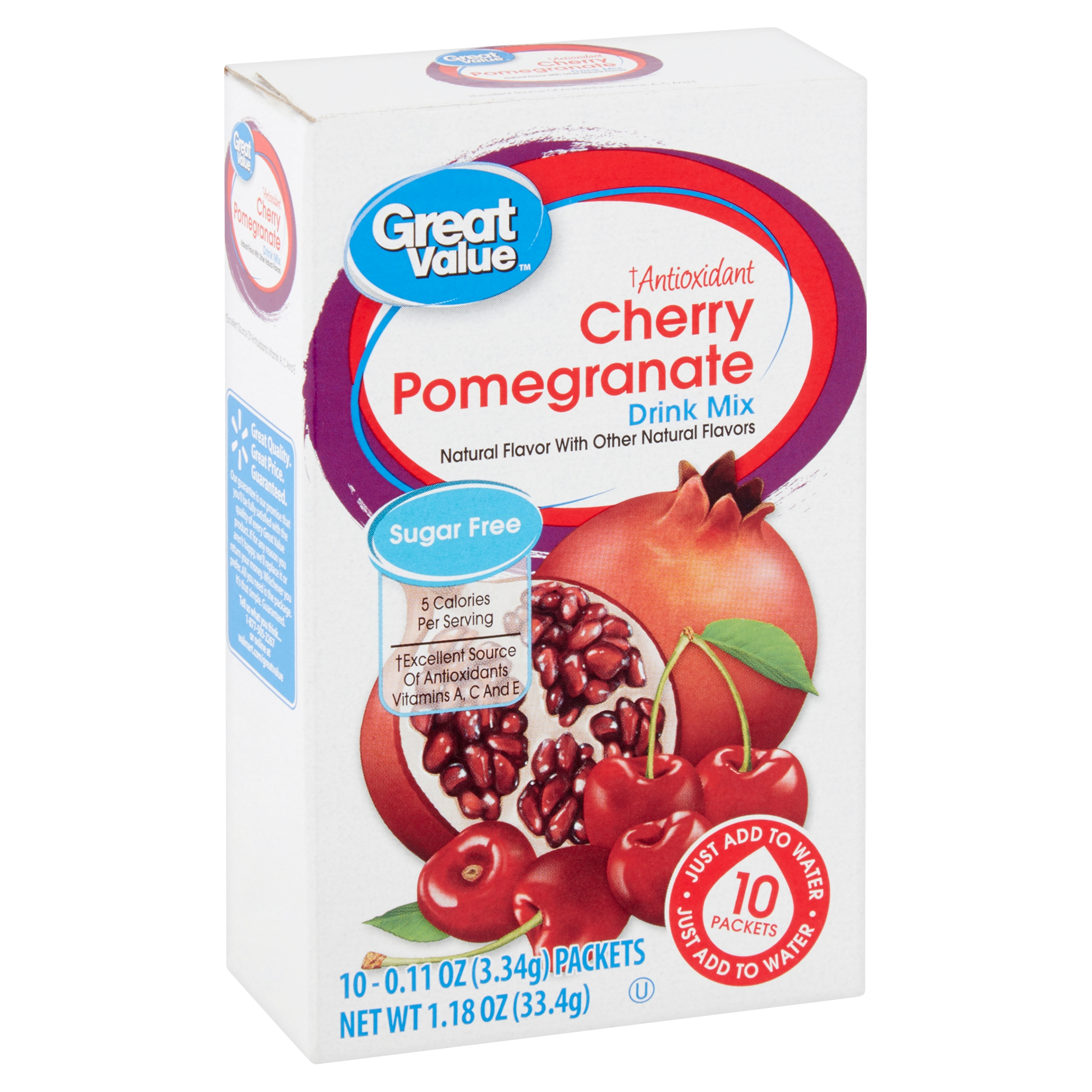 Buy Great Value Sugarfree Cherry Pomegranate Antioxidant Drink Mix - it ...