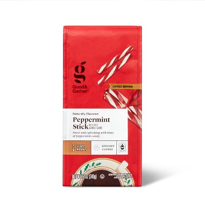 Buy Naturally Flavored Peppermint Stick Light Roast Ground Coffee Good ...