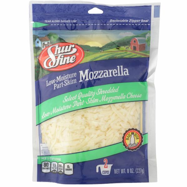 Shurfine Lowmoisture Partskim Mozzarella Select Quality Shredded Cheese ...