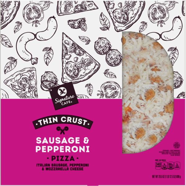 Signature Cafe Pizza Thin Crust Sausage & Pepperoni: Nutrition ...