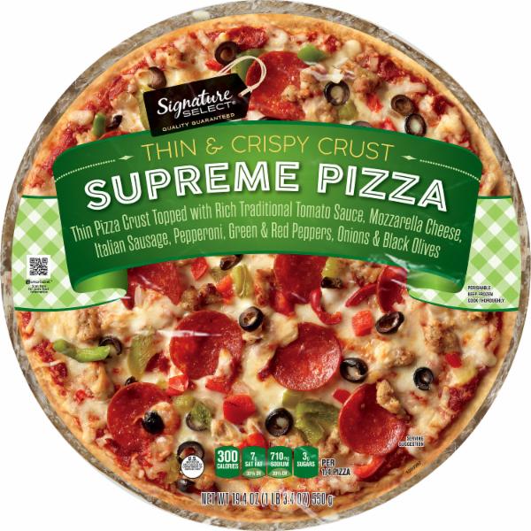 Signature Select Supreme Pizza Thin & Crispy Crust: Nutrition ...