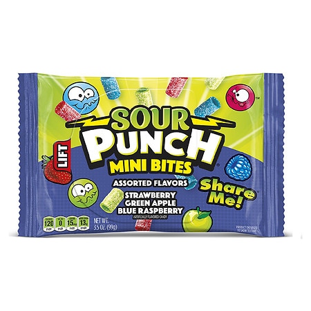 Sour Punch Mini Bites Assorted Flavors: Nutrition & Ingredients ...